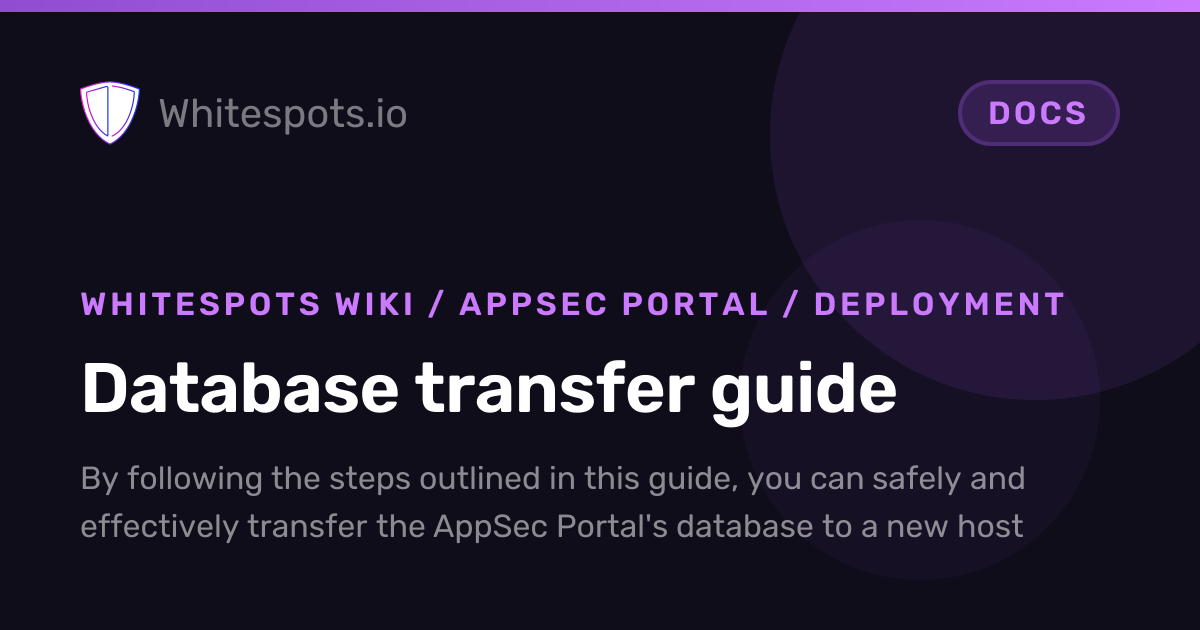 Database transfer guide - Docs - Whitespots.io